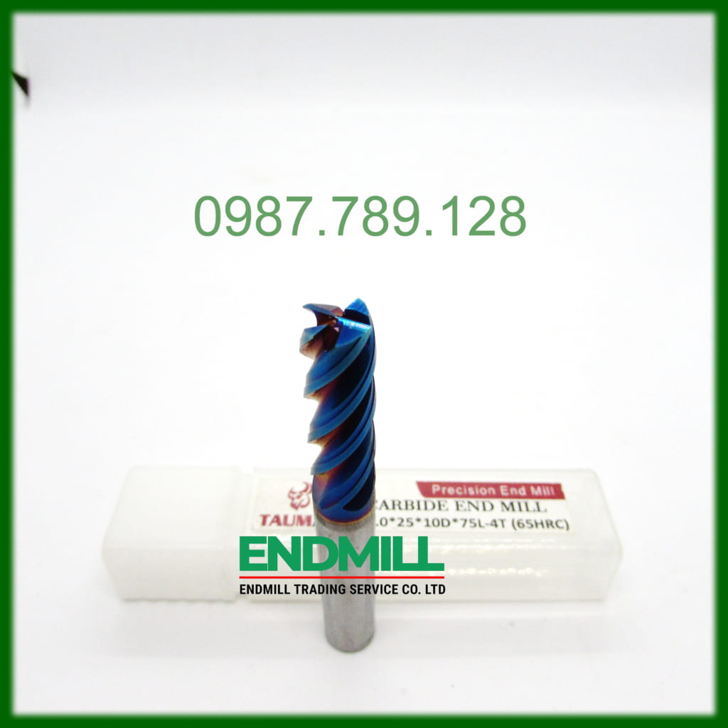 Dao phay trụ D10.0*25*10D*75L-4T (65HRC) -TAUMAX - ENDMILL